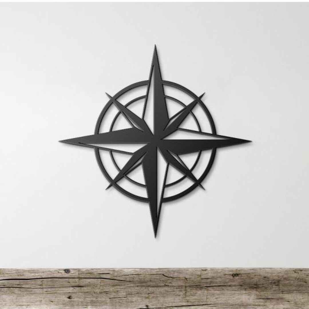Compass Metal Wall Art, Compass Metal Sign, Outdoor Nautical Compass ...
