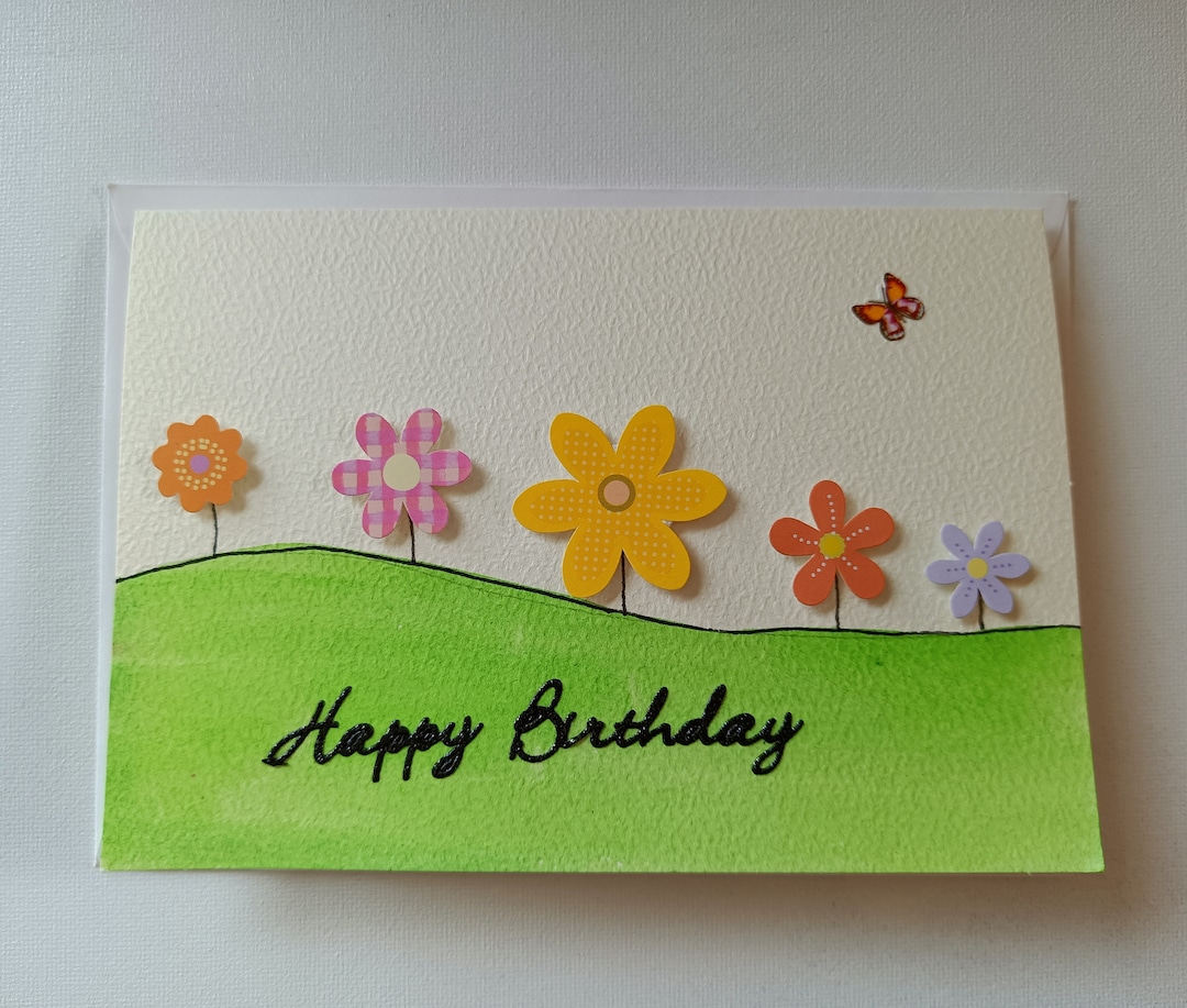 Handmade Flower Birthday Cards/ Flower Cards/ Flower Greetings Cards ...