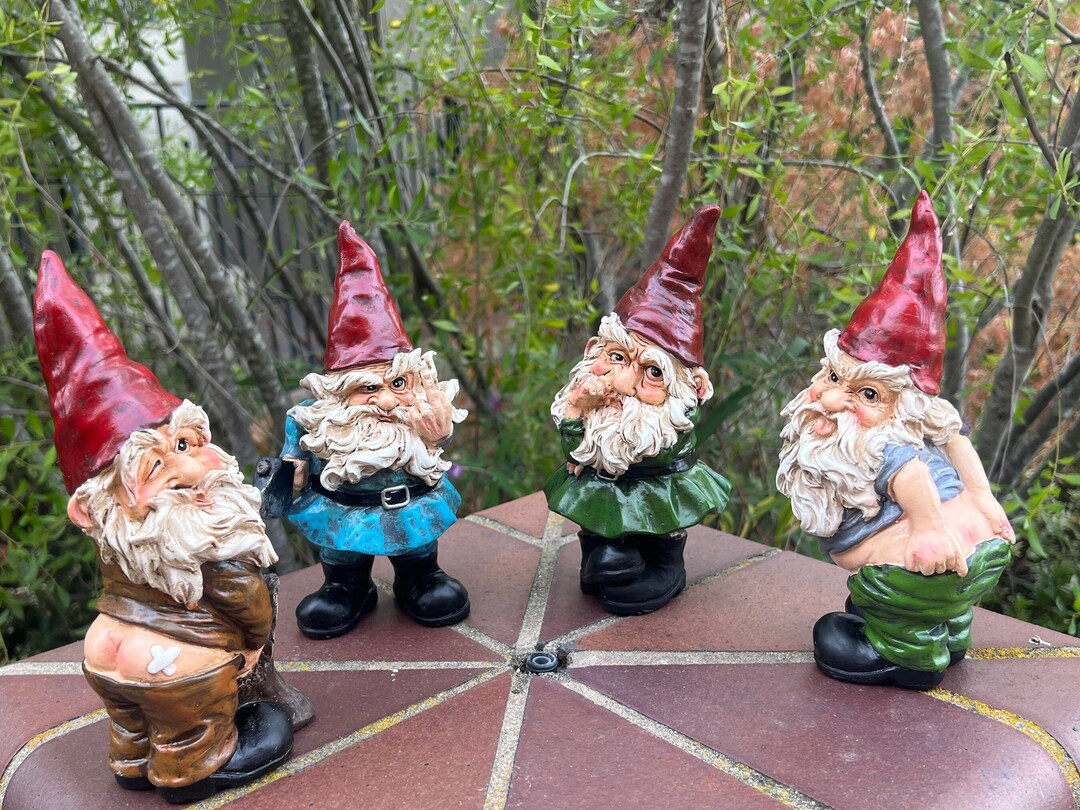 Quartet of Mischievous Gnomes, Set of 4, 7.2”H - Etsy