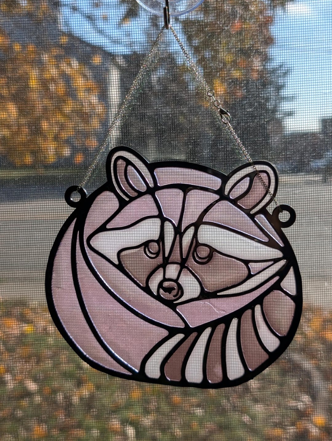 Suncatcher Raccoon - Resin Window Art - Etsy