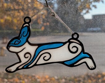 Stained Glass Bunny Rabbit Suncatcher Ornament Easter, Easter Decor ...