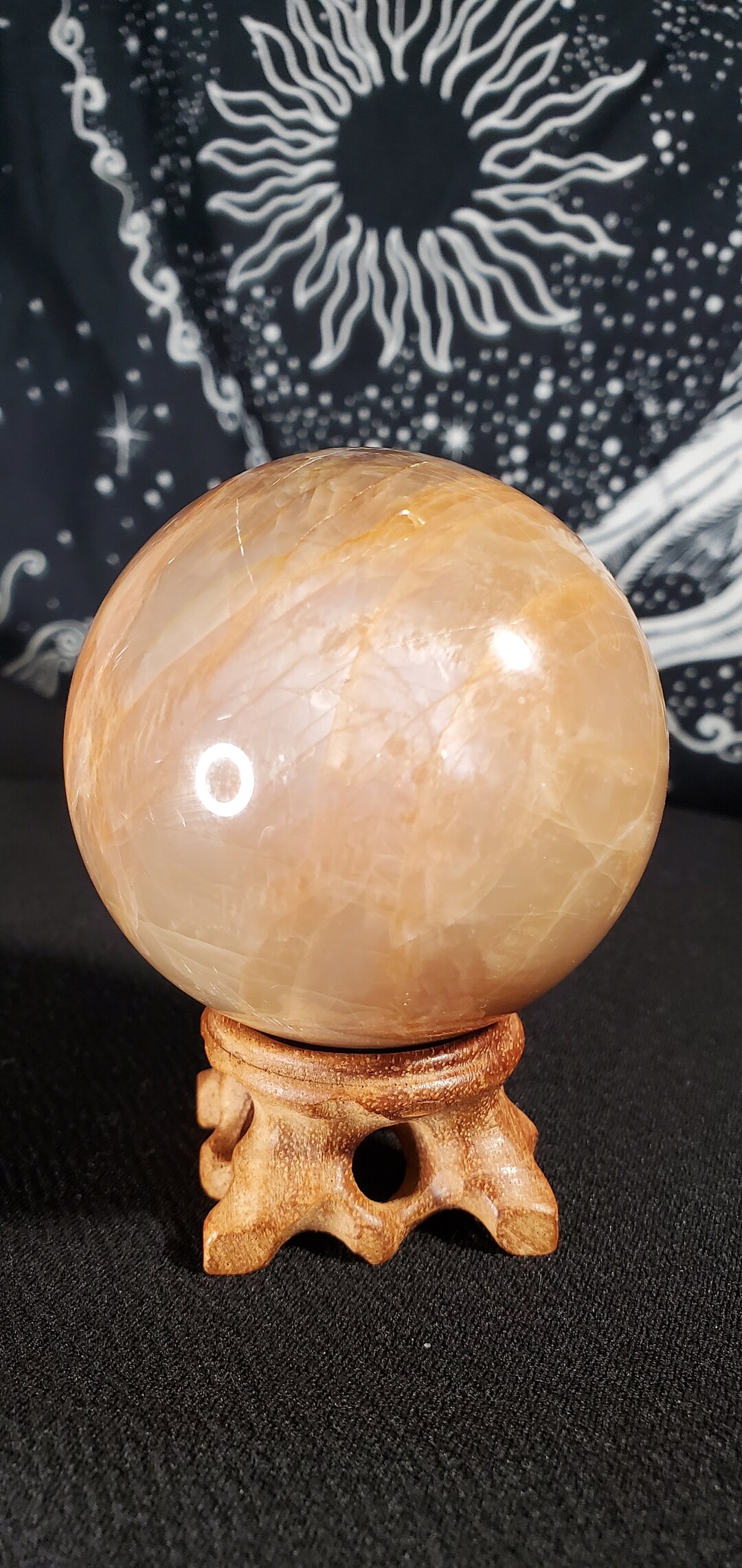 Peach and Black Moonstone Spheres - Etsy