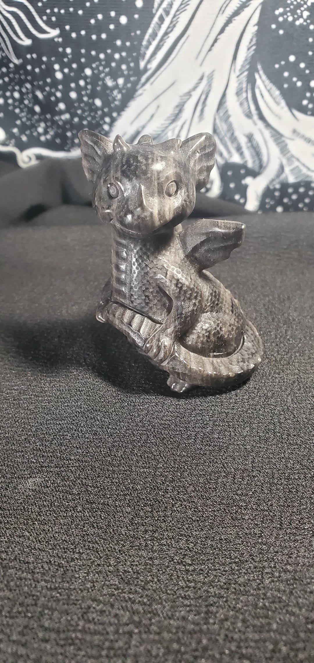 Silver Sheen Obsidian Baby Dragon - Etsy