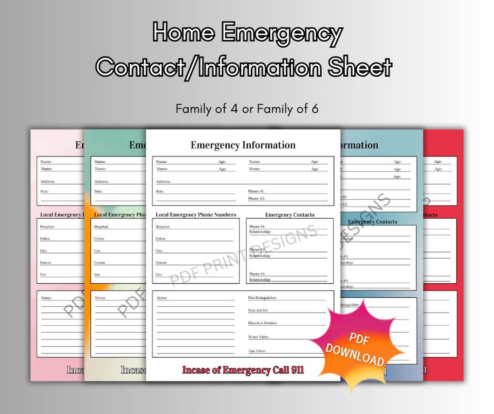 Emergency Contact, ICE, Emergency Contact Information - Etsy