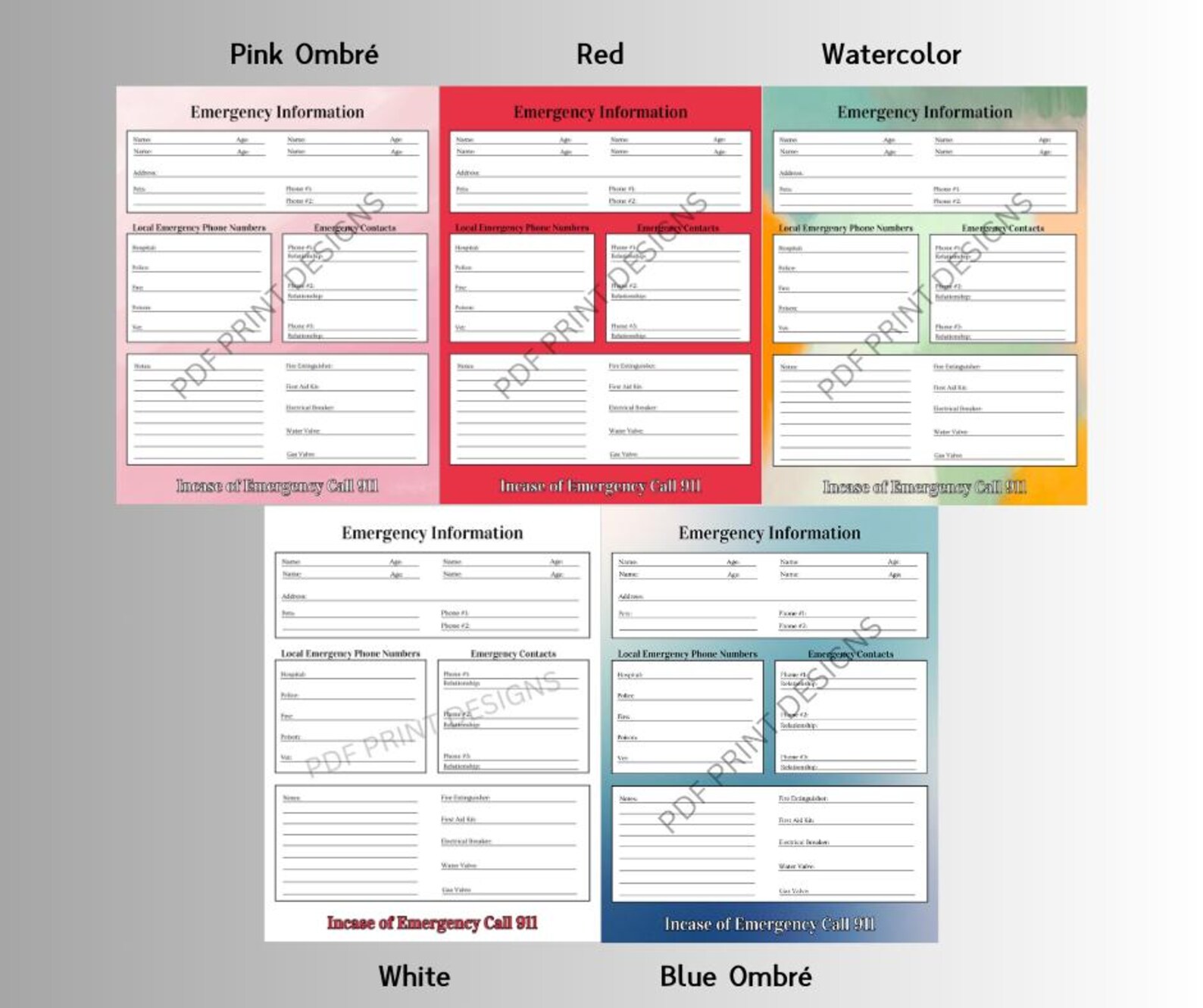 Emergency Contact, ICE, Emergency Contact Information - Etsy