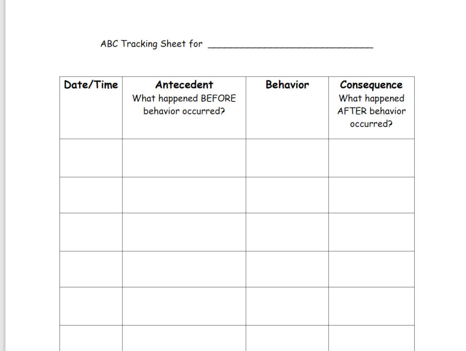 ABC Data Sheet, Data Sheet, IEP, Sped, Special Education, Digital Copy ...