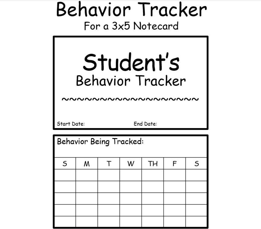 Behavior Tracker, Sped, IEP, Behavior, Tracker, Notecard Tracker ...