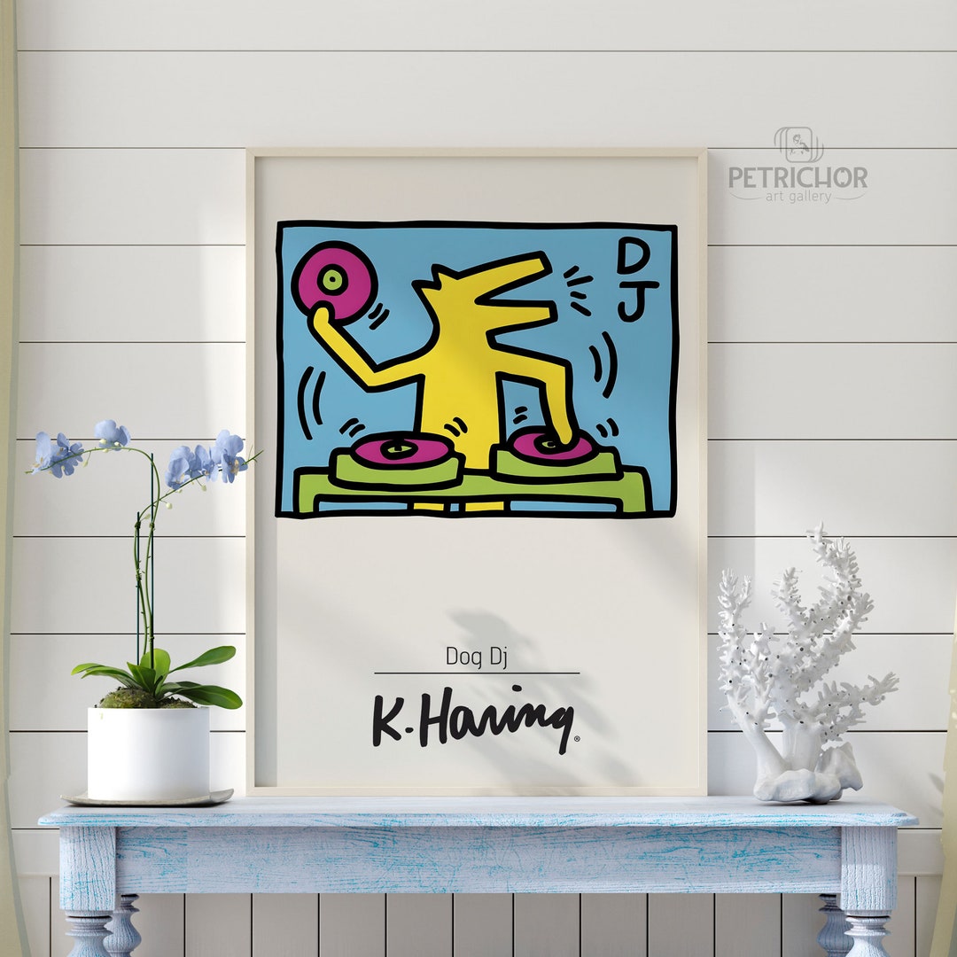 Keith Haring Poster Haring Dog DJ Print Haring Exhibition - Etsy