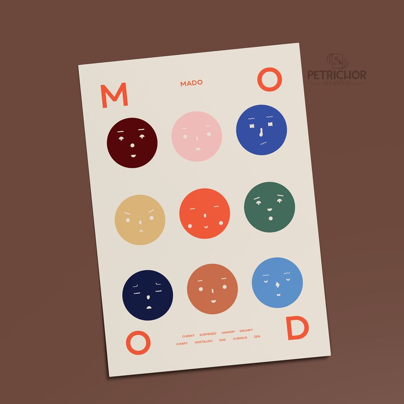 Mado Poster Nine Moods Retro Print Aesthetic Wall Decor home Wall ...