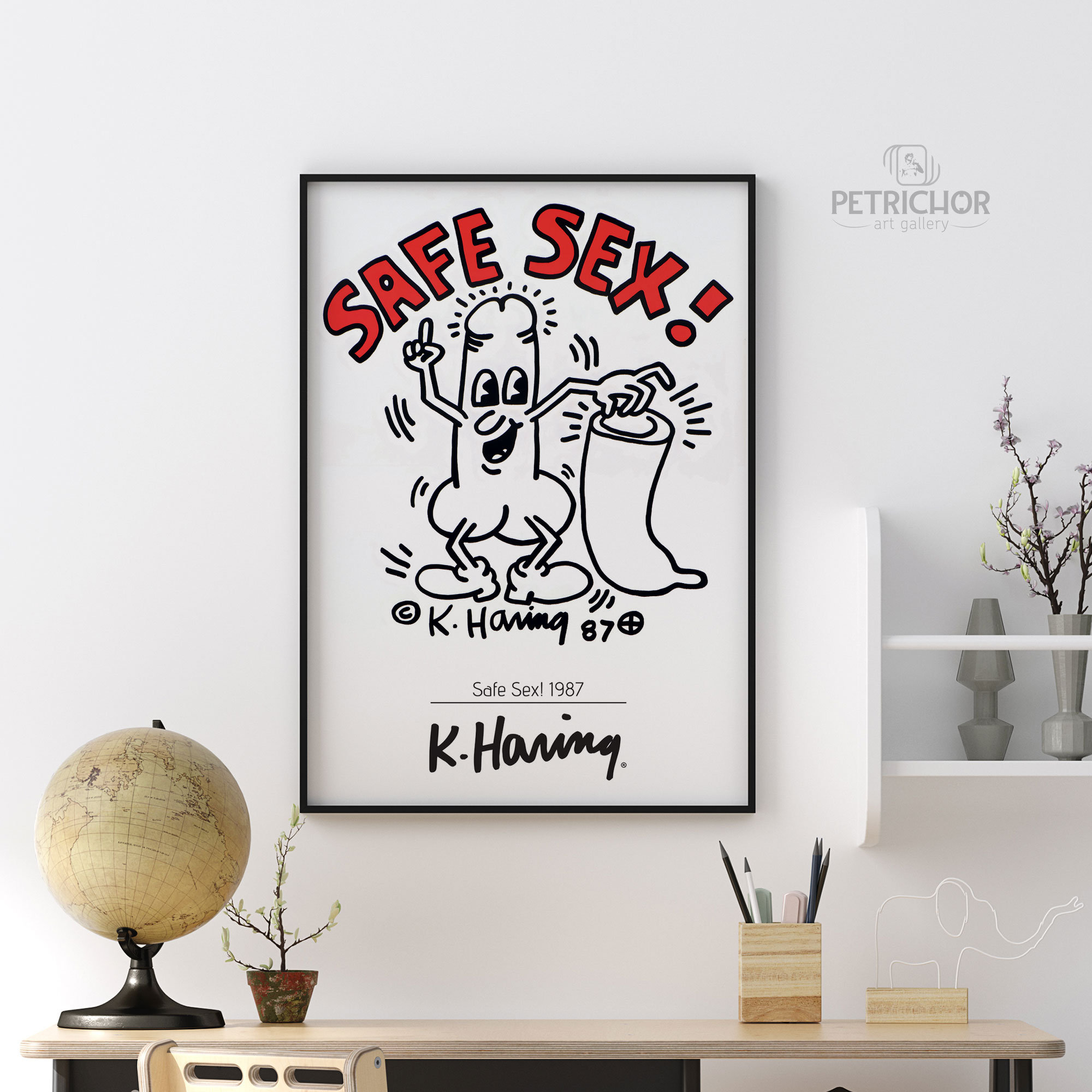 Keith Haring Poster Safe Sex 1987 Home Wall Decor Poster Print Urban Art Print Graffiti