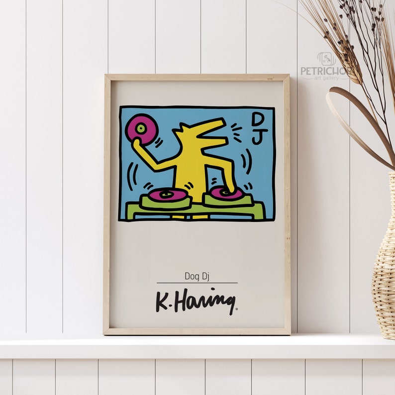 Keith Haring Poster Haring Dog DJ Print Haring Exhibition - Etsy