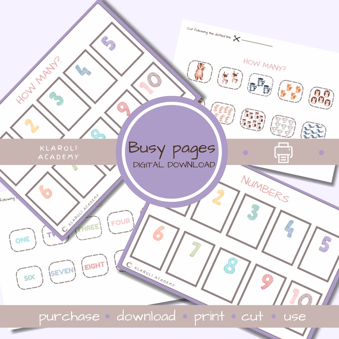 Number-matching Activities for Preschoolers, Printable A4 Counting Busy ...