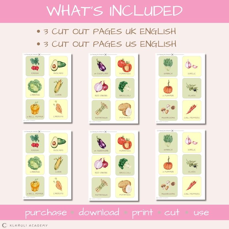 Printable Food Cards for Kids, Children Educational Material ...
