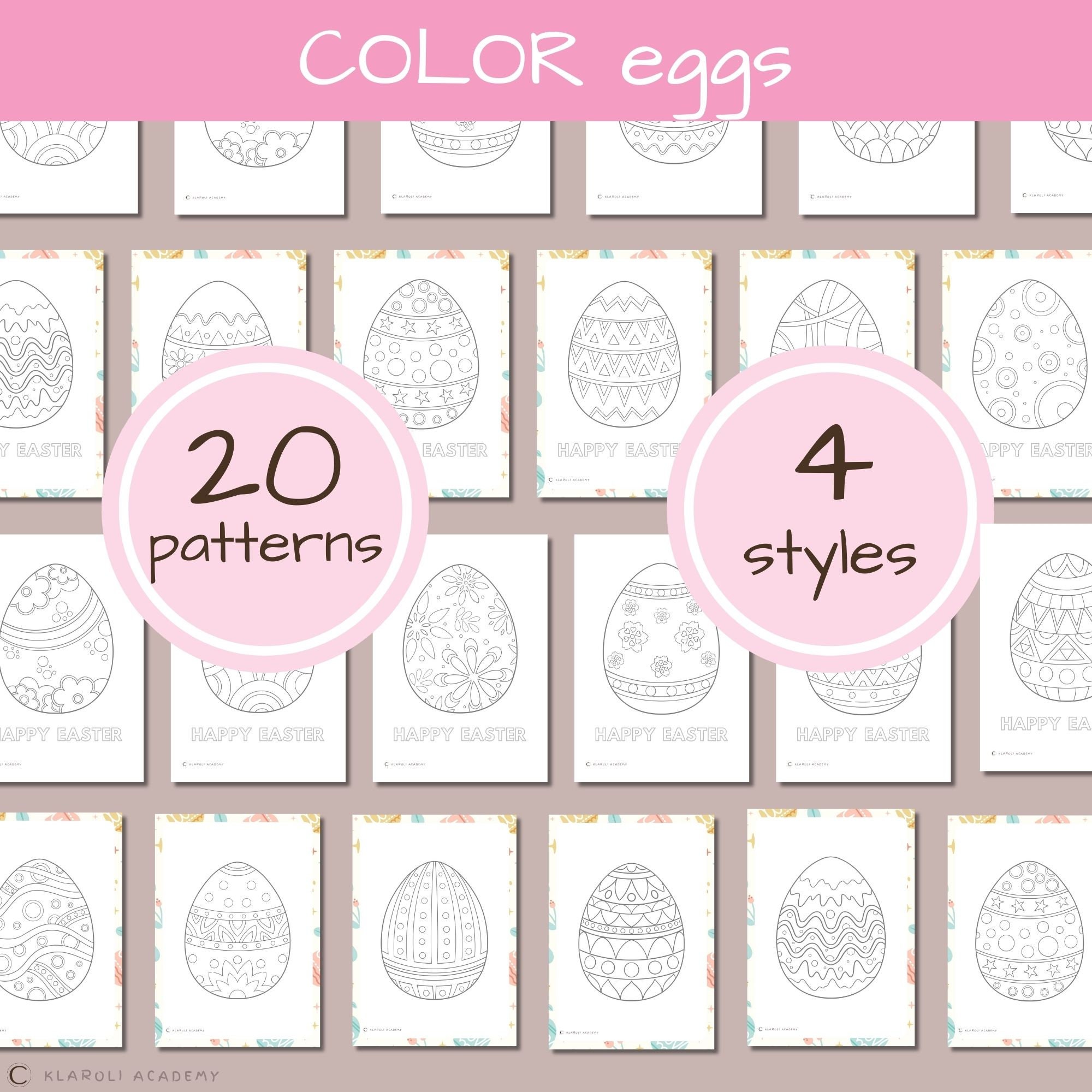 Printable Easter Coloring and Trace and Color Pages, Instant Download ...