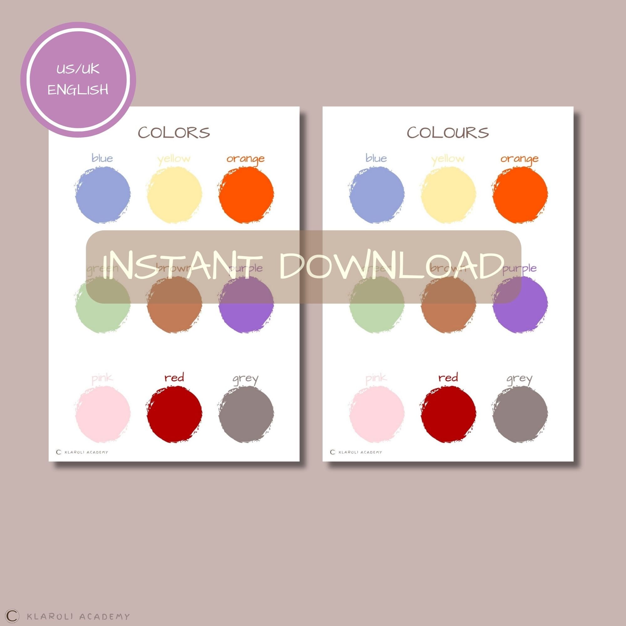 Colors Printable A4 Poster for Preschoolers, Learn Colours, Learning ...