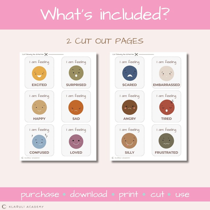 Feelings Flash Cards Printable, I Know My Feelings, Children ...