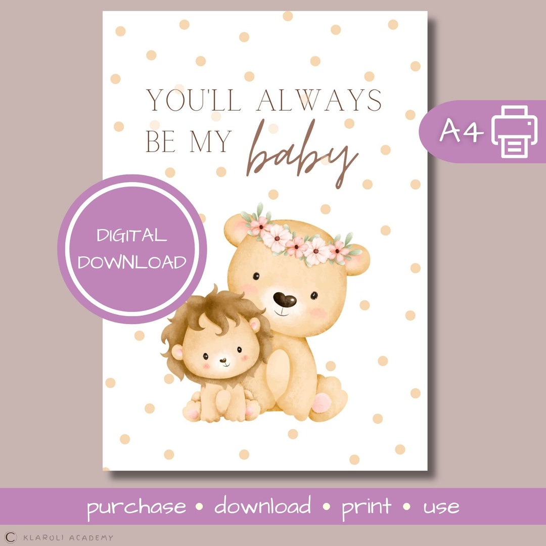You'll Always Be My Baby Poster, Mama Lion, Baby Lion, Printable A4 ...