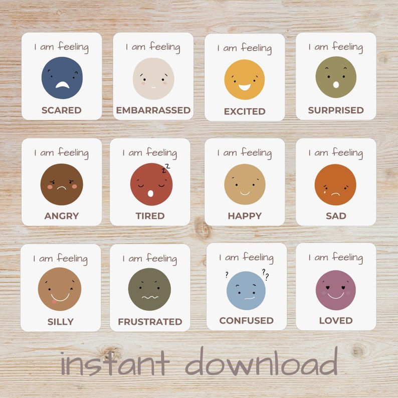 Feelings Flash Cards Printable, I Know My Feelings, Children ...