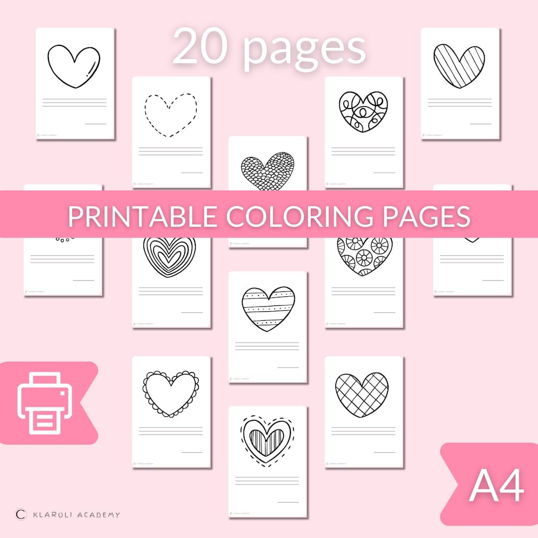 Printable Valantines's Day Children Coloring Pages, Instant Download ...