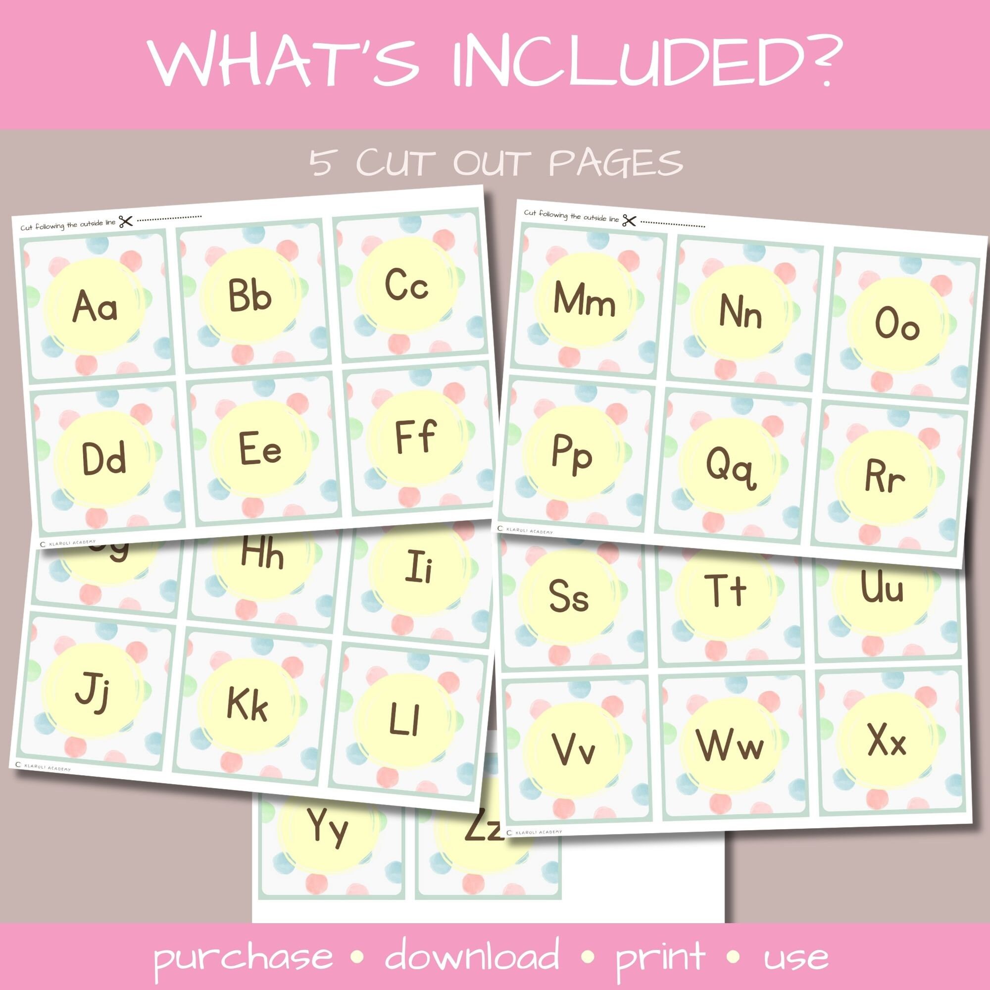 Preschooler Alphabet Cards, Printable Learning Set, English Alphabet ...