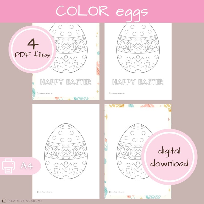 Printable Easter Coloring and Trace and Color Pages, Instant Download ...