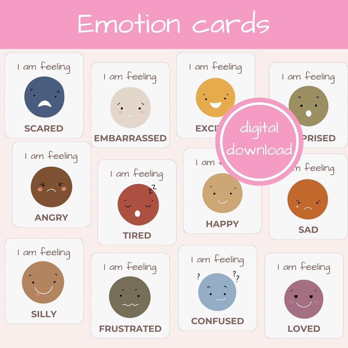 Feelings Flash Cards Printable, I Know My Feelings, Children ...