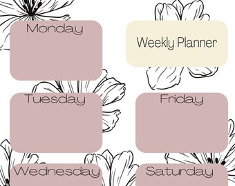 Floral Weekly Planner Digital Print - Etsy