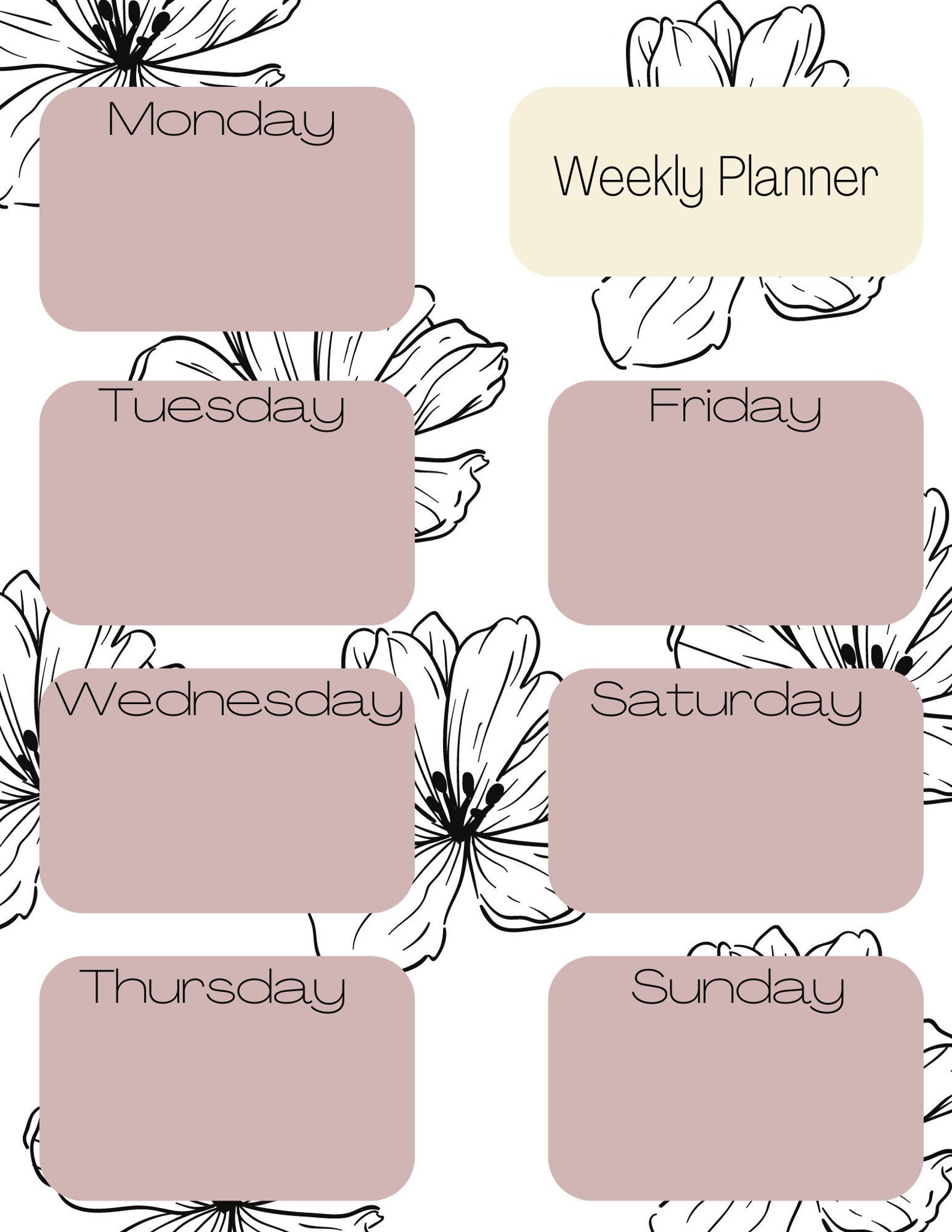 Floral Weekly Planner - Etsy