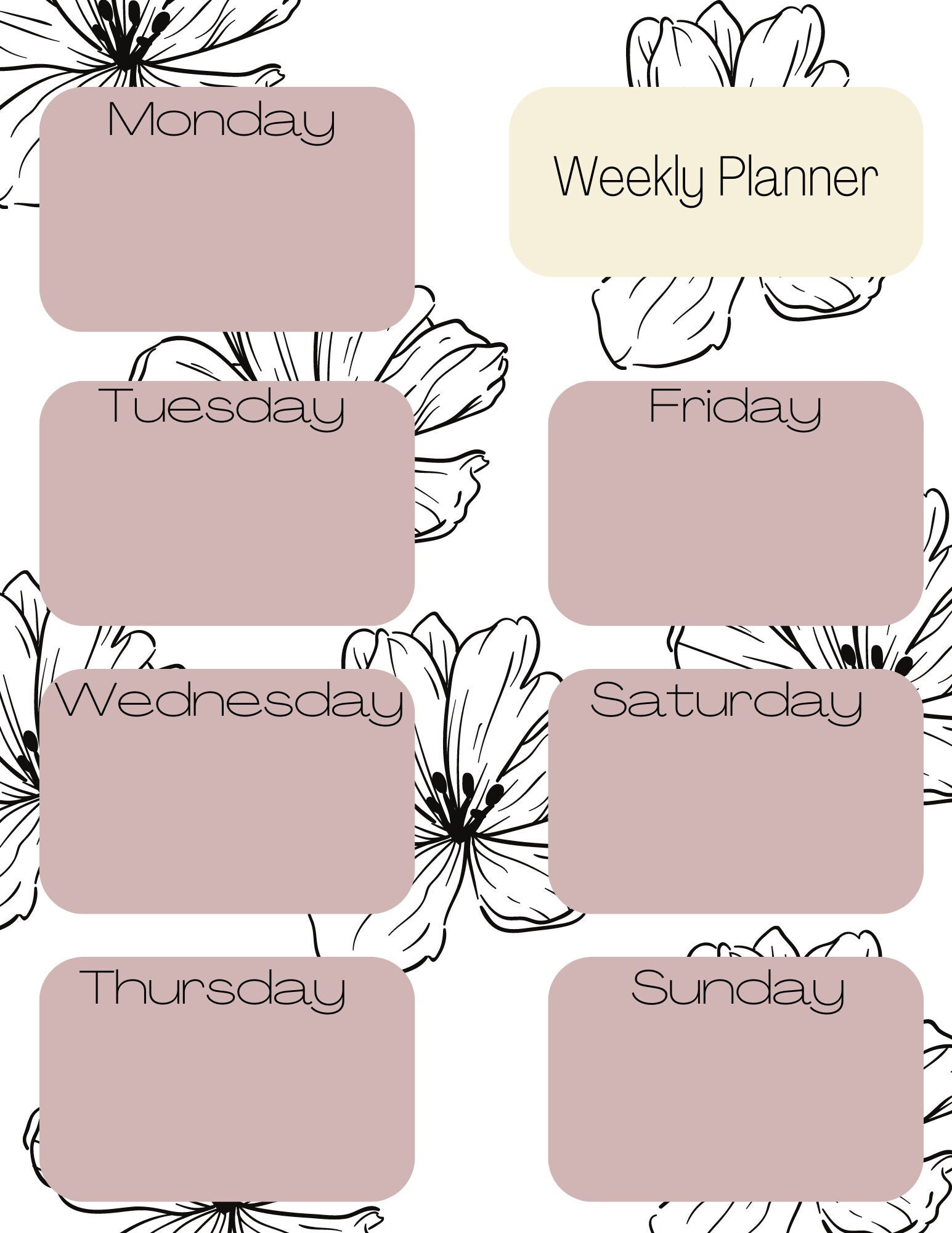 Floral Weekly Planner - Etsy