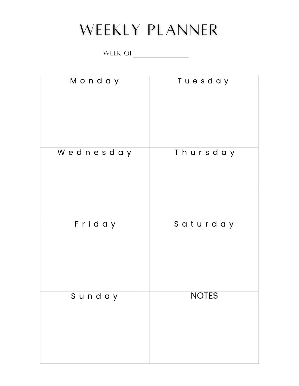 Simple Day of the Week Planner - Etsy