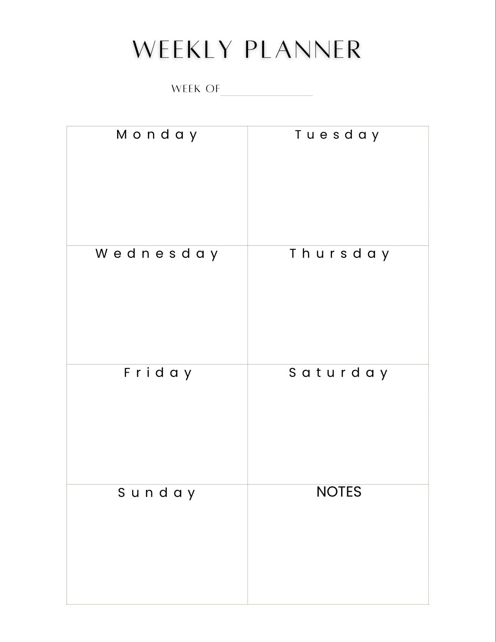 Simple Day of the Week Planner - Etsy