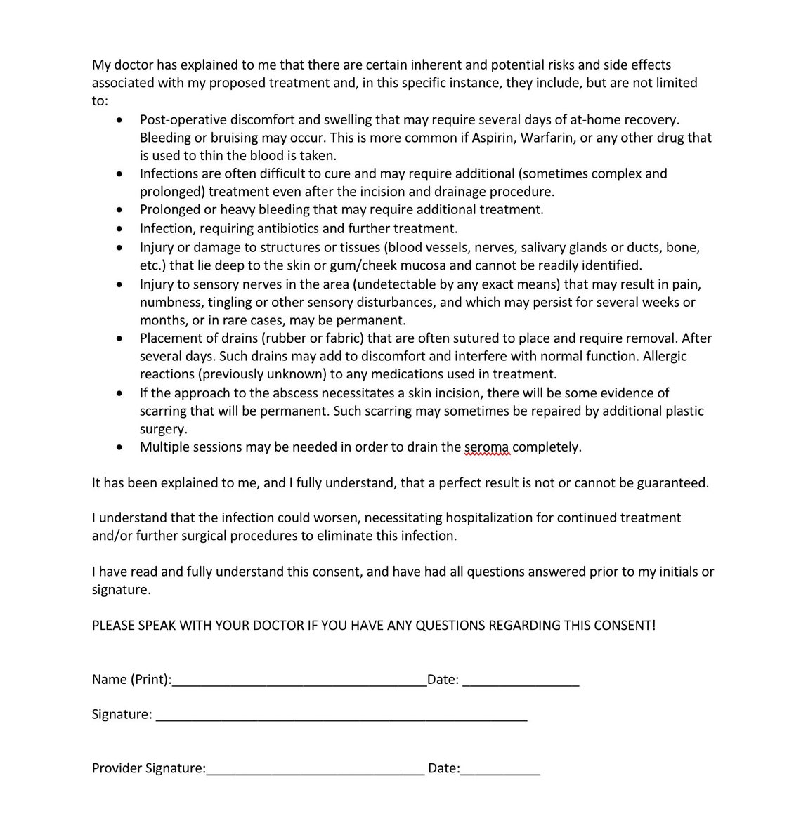 Seroma Drainage Consent Form - Etsy