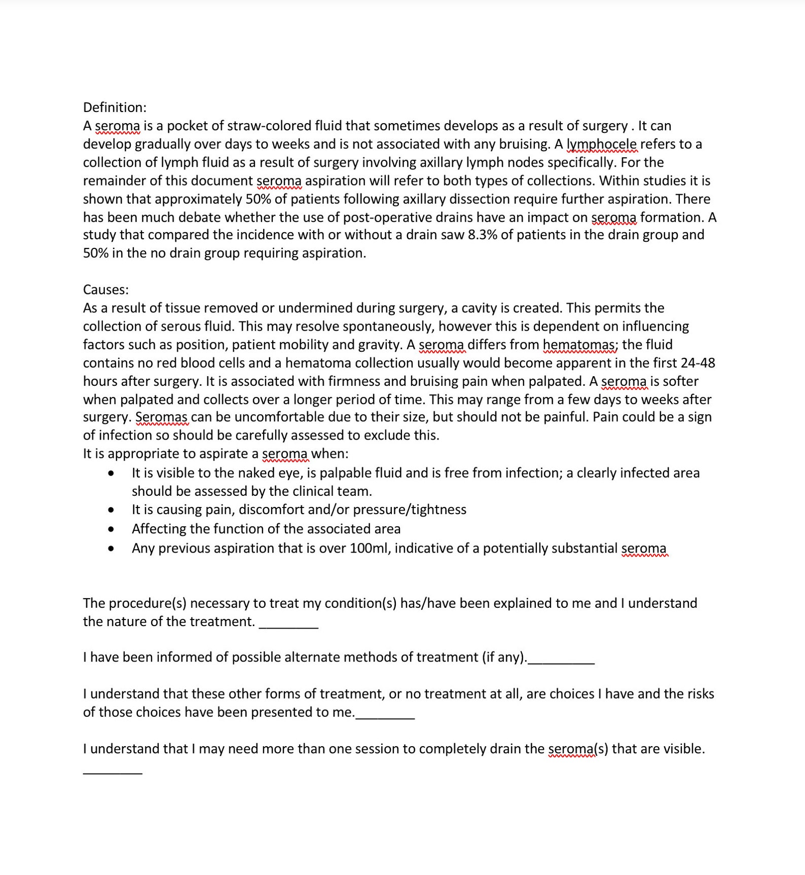 Seroma Drainage Consent Form - Etsy