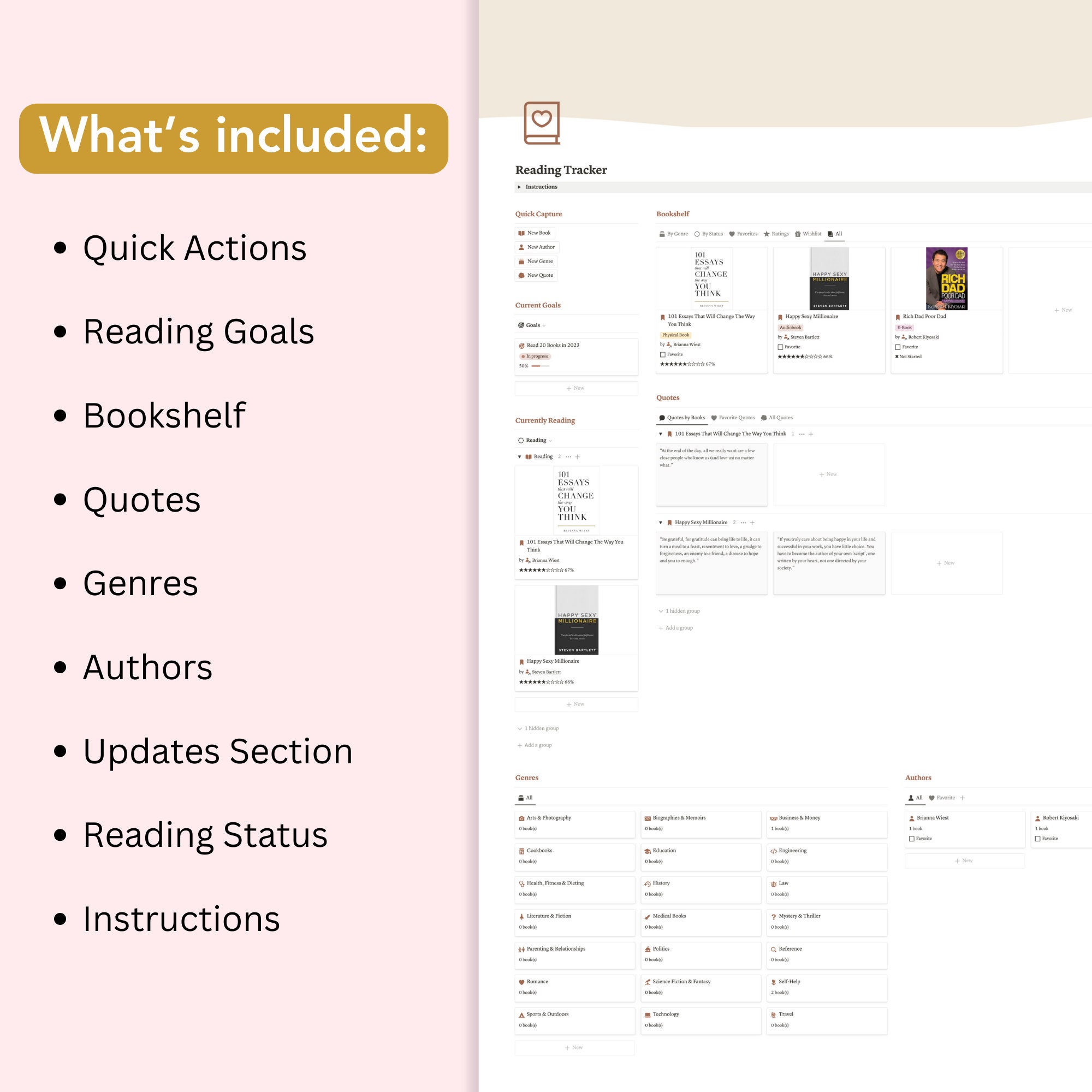 Book Tracker Notion Template, Notion Dashboard, Book Organizer, Reading Journal, Book Log ...