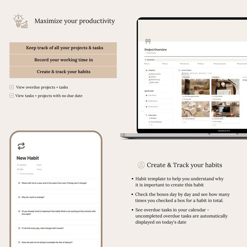 Notion Template Notion Habit Tracker Notion Life Planner - Etsy