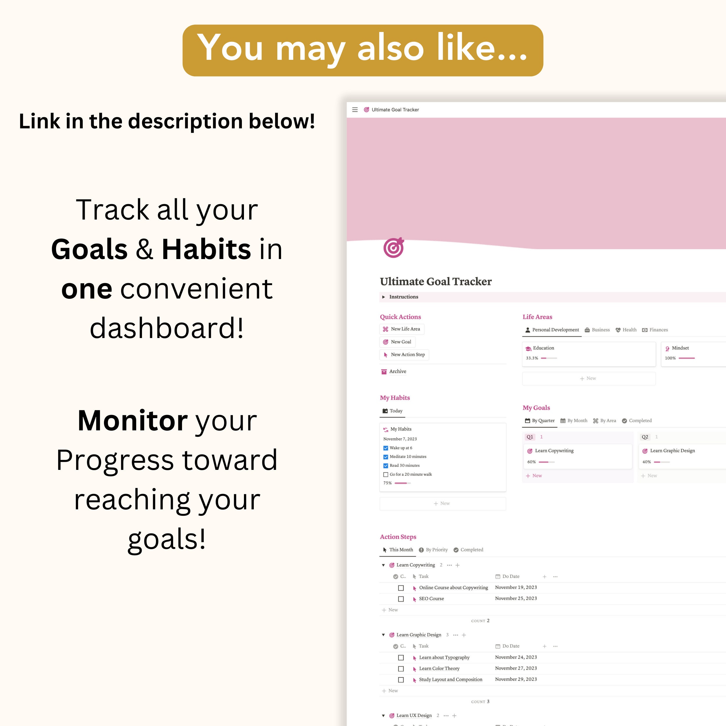 Notion Habit Tracker Monthly Habit Tracker Notion Dashboard - Etsy