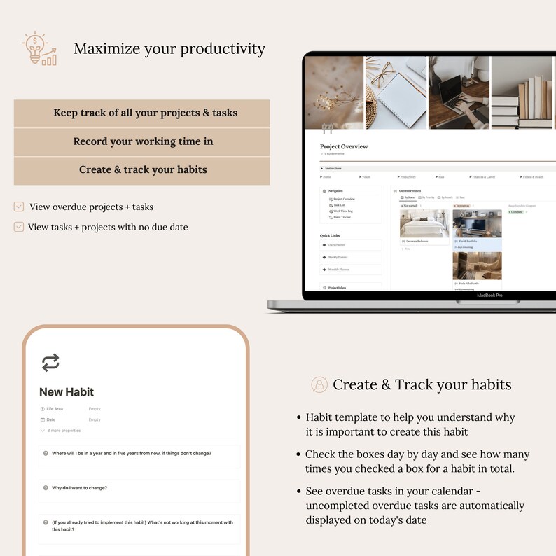 Notion Template, Notion Habit Tracker, Notion Life Planner, Notion Dashboard, Notion That Girl ...