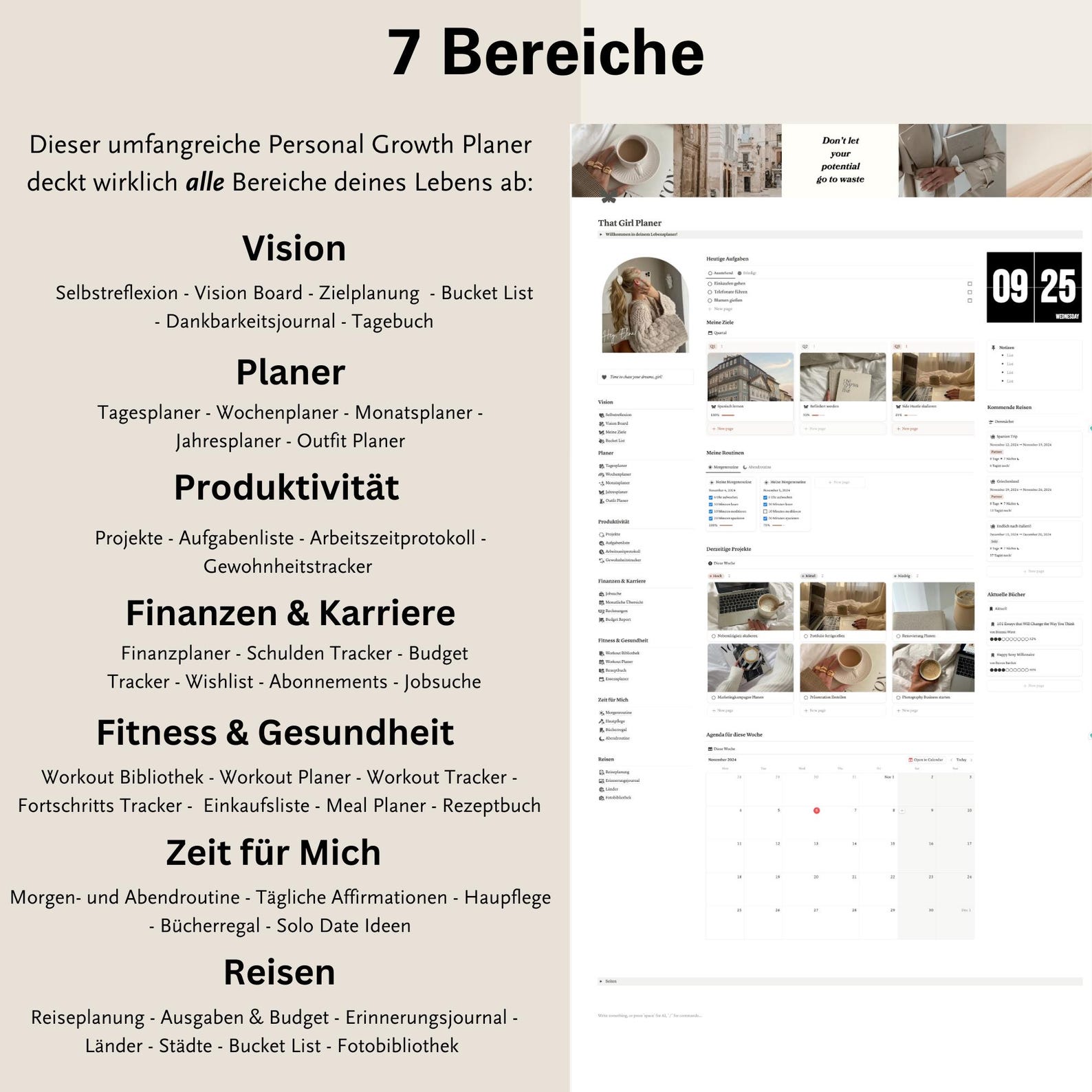 Notion Template German, Notion Life Planner, Notion Dashboard, Vacation ...