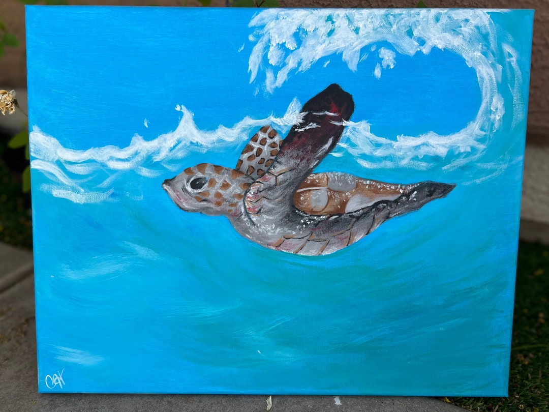 Sea Turtle Canvas Painting - Etsy