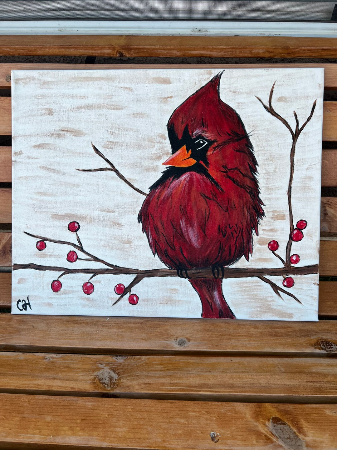 Cardinal Acrylic Painting - Etsy