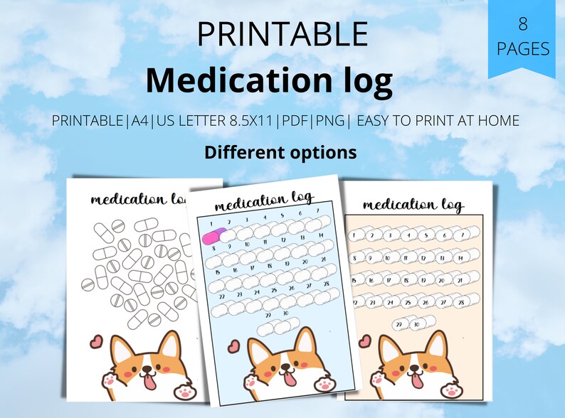 Printable Medication Log, 30 Day Habit Tracker, Coloring Daily ...