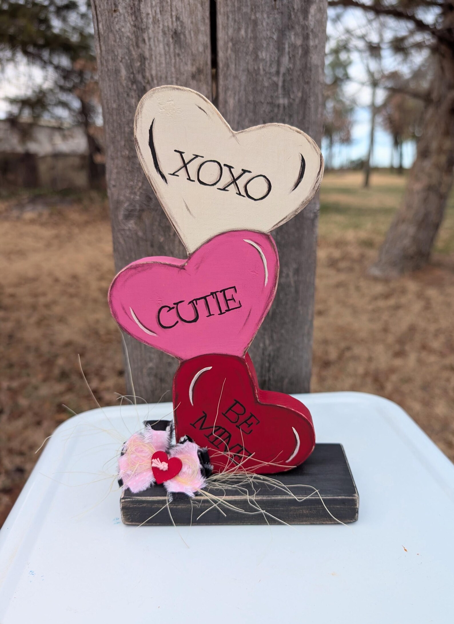 Valentine's Day Wooden Conversation Hearts Decor; Hand-painted XOXO ...