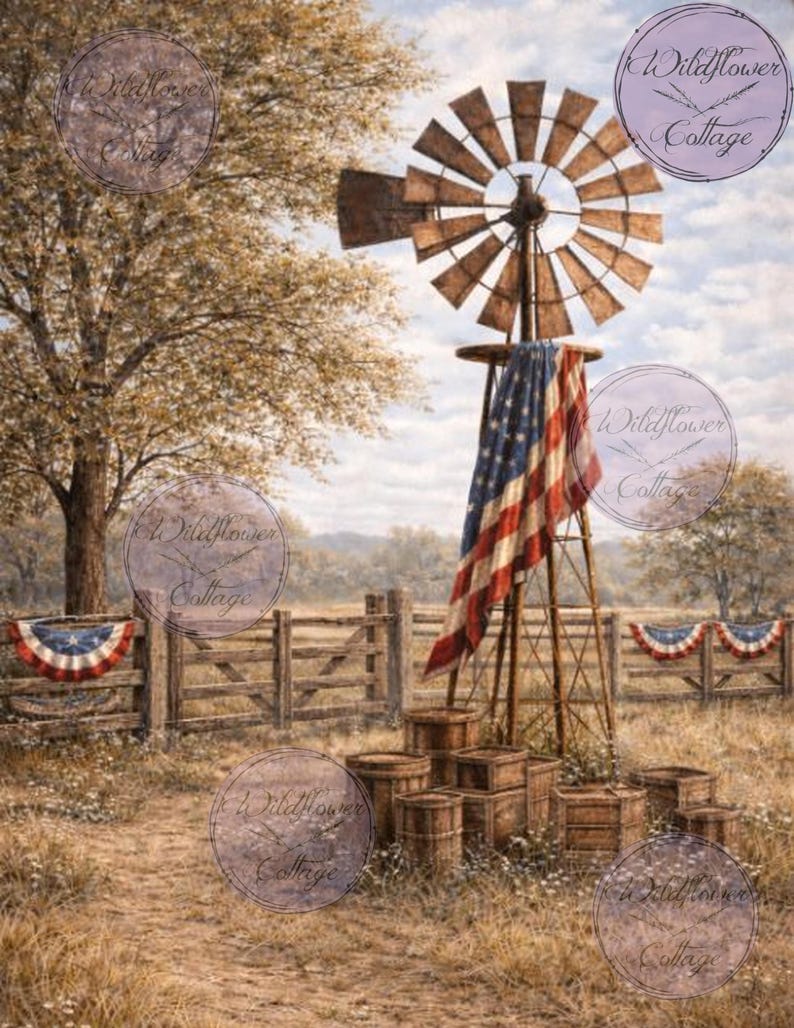 Rustic American Barn Flag Art Prints, Farmhouse Decor (digital Download ...