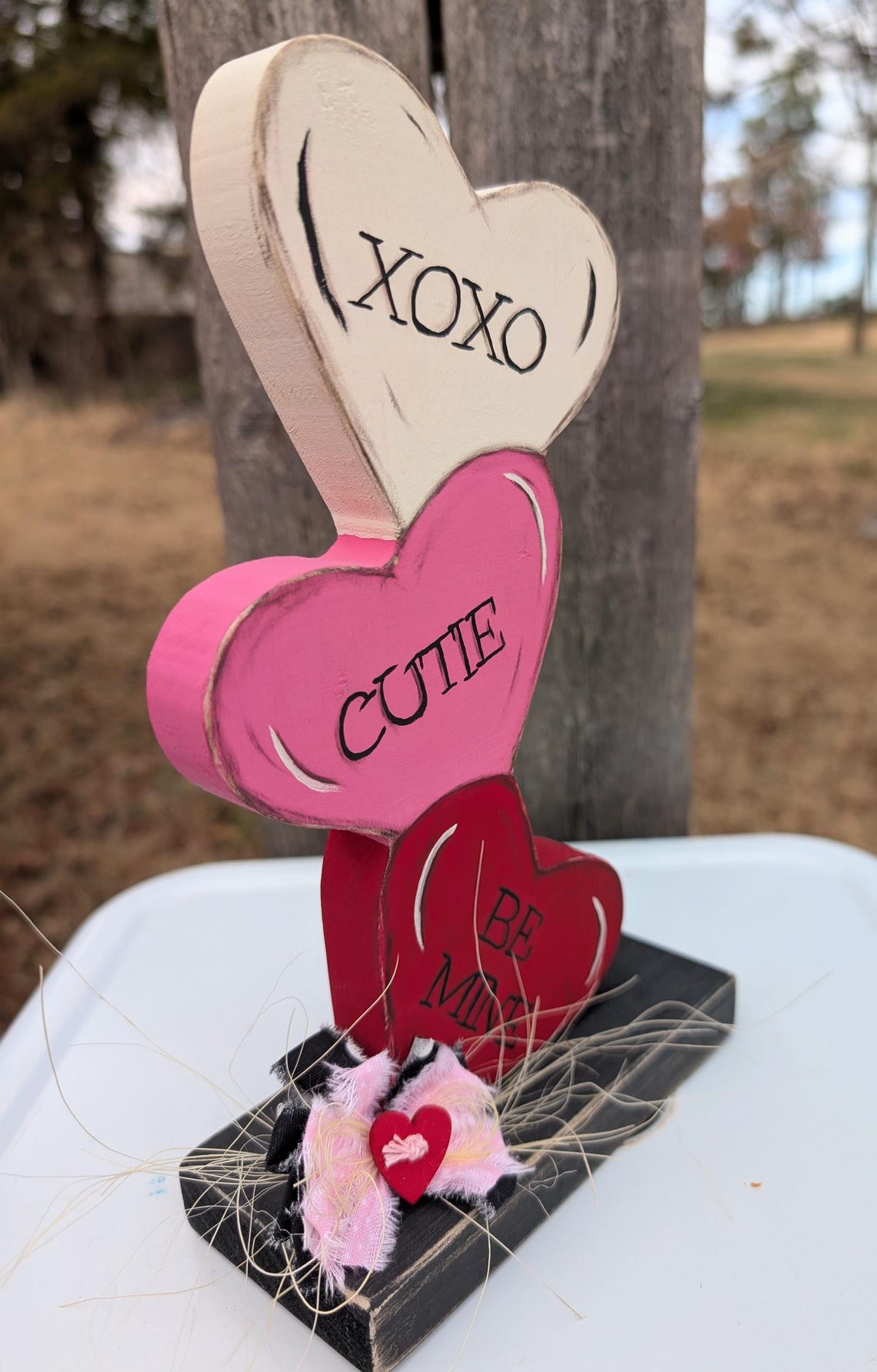 Valentine's Day Wooden Conversation Hearts Decor; Hand-painted XOXO ...