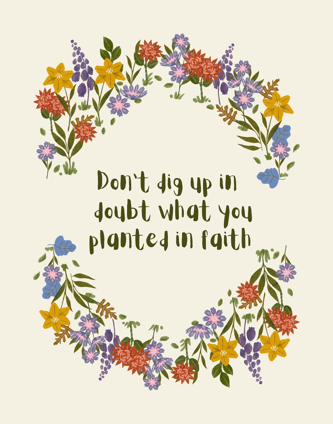 Flowers and Faith Digital Art Printable - Etsy