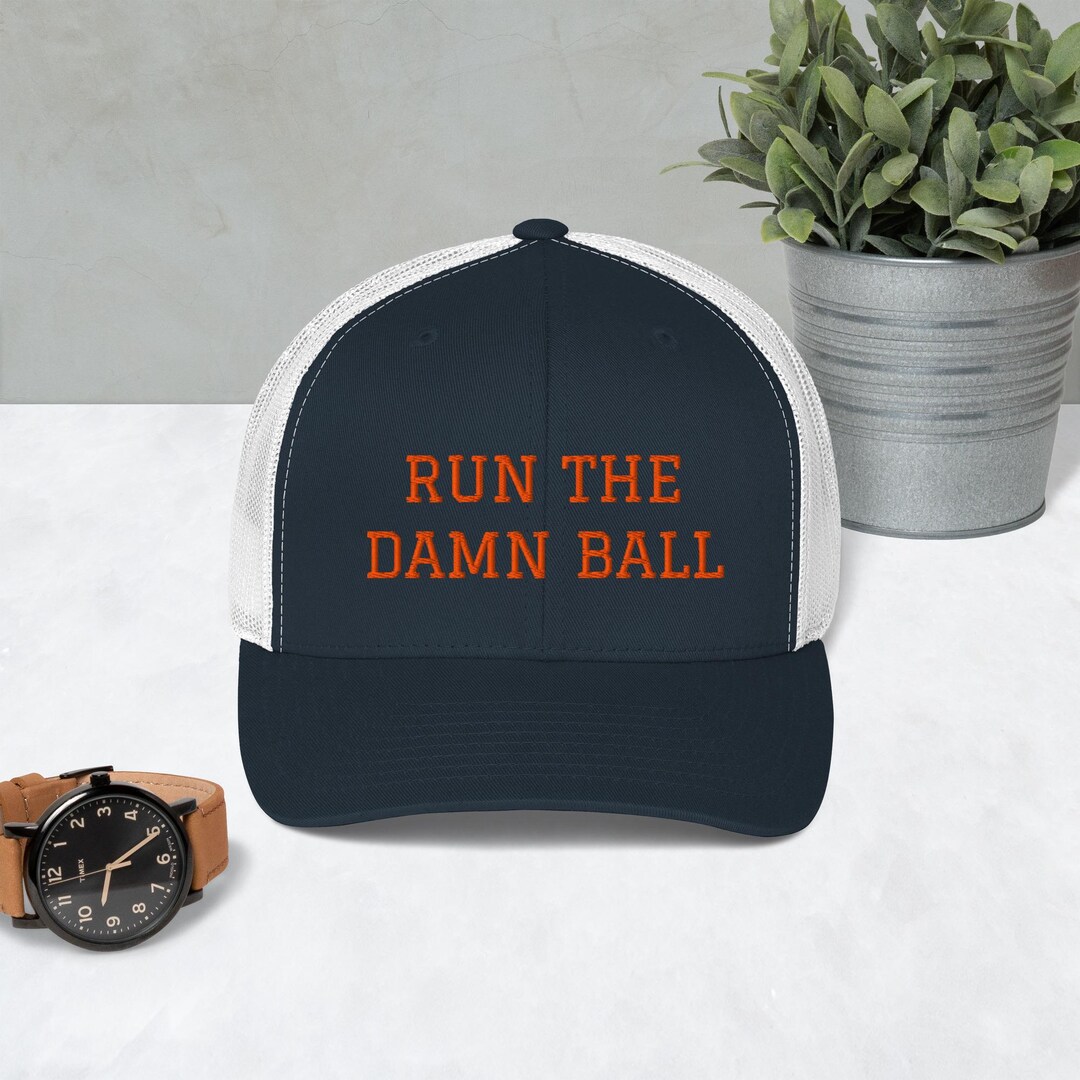 Run the Damn Ball - Orange and Navy Trucker Hat - Etsy
