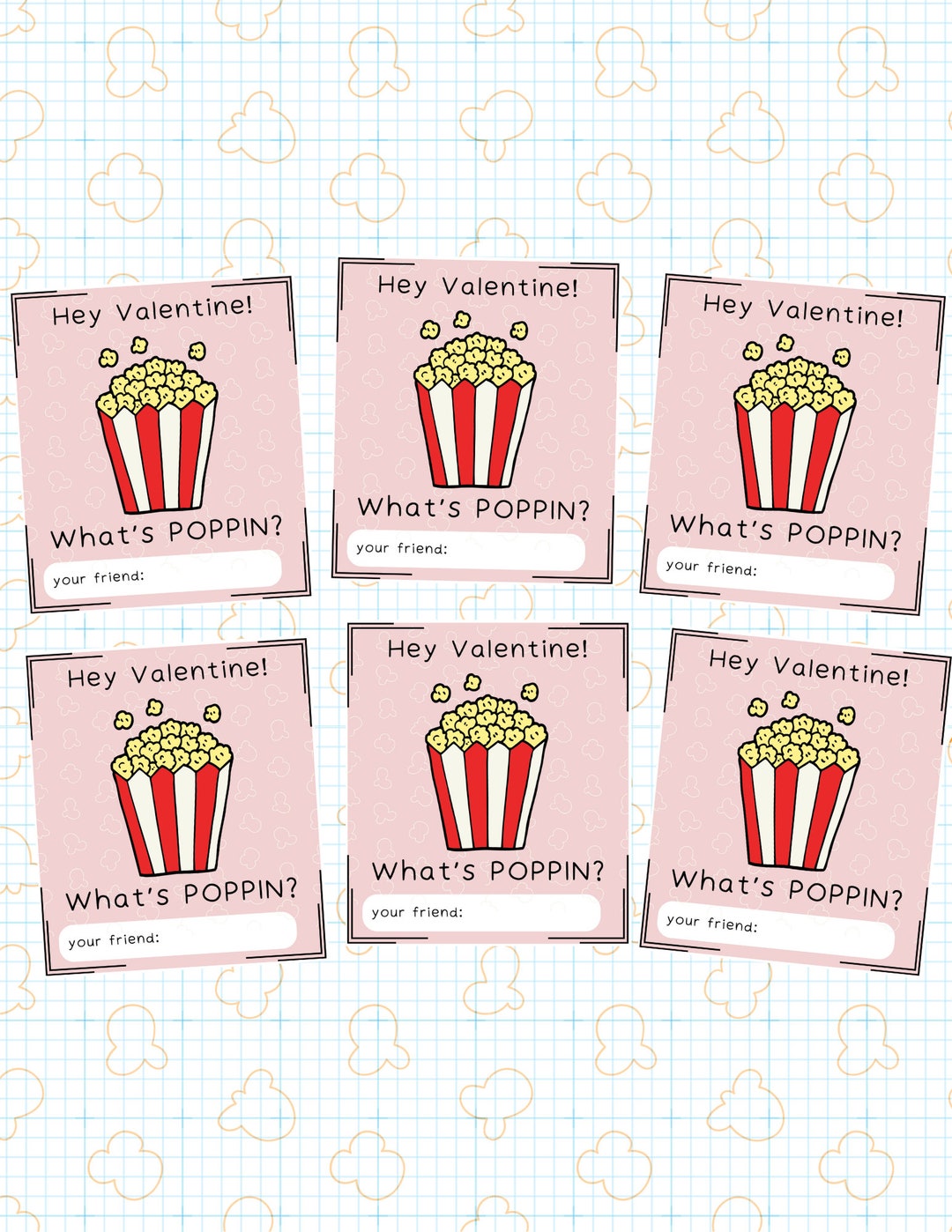 Popcorn Valentine Printable Kids Popcorn Valentine Printable Popcorn ...