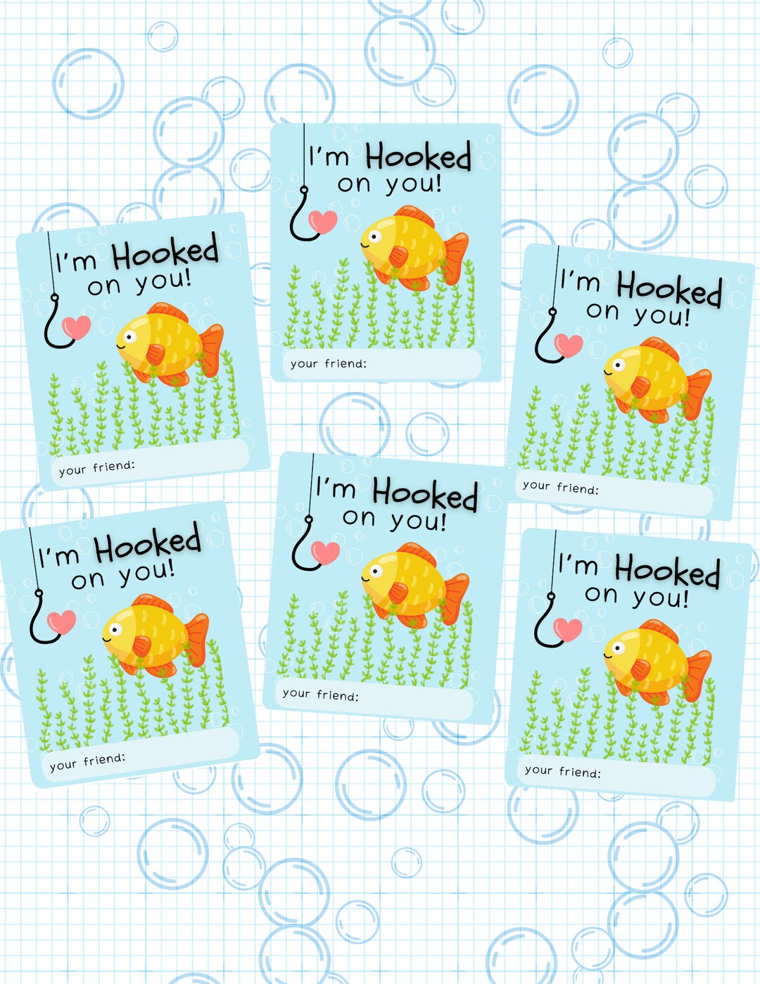 Fish Valentine Printable Kids Valentine Printable Fish Valentine Boy ...