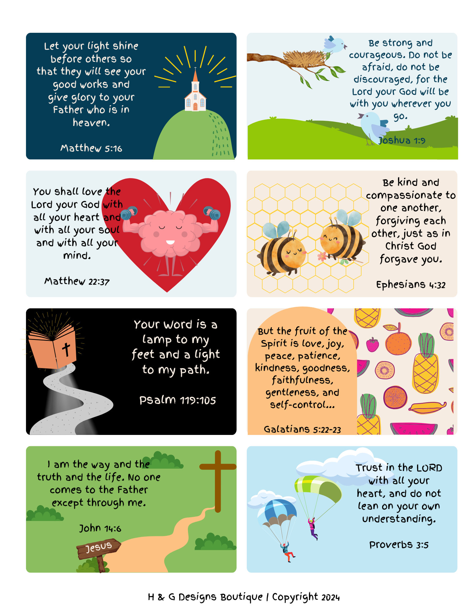 Bible Verse Cards Printable Scripture Memory Cards Kids Scripture ...