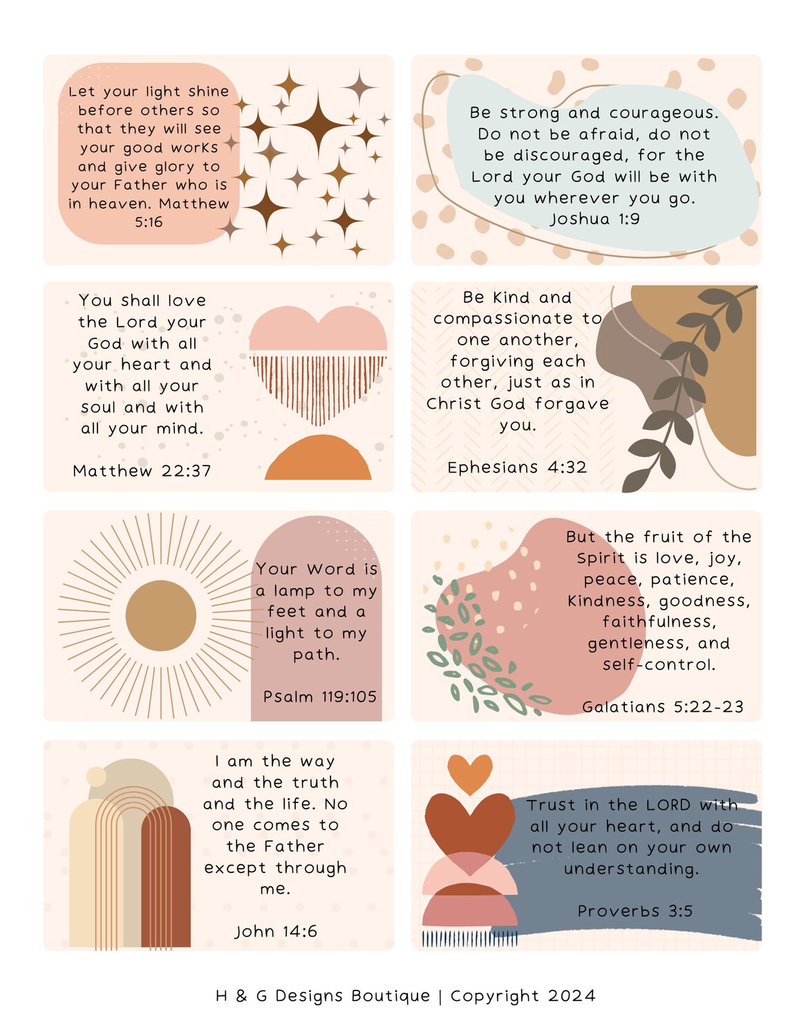Bible Verse Cards Teen Christian Memory Cards Boho Verse Cards ...